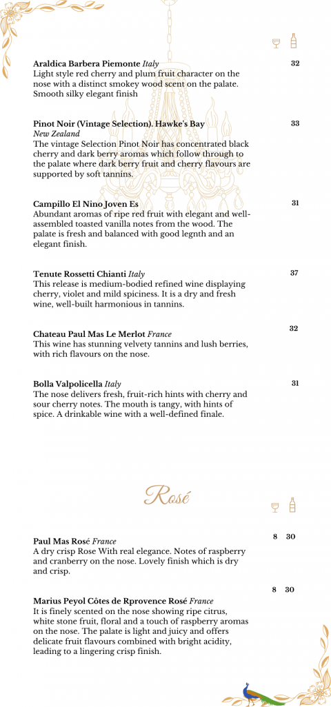 Drinks Menu | The Upper Deck Clontarf